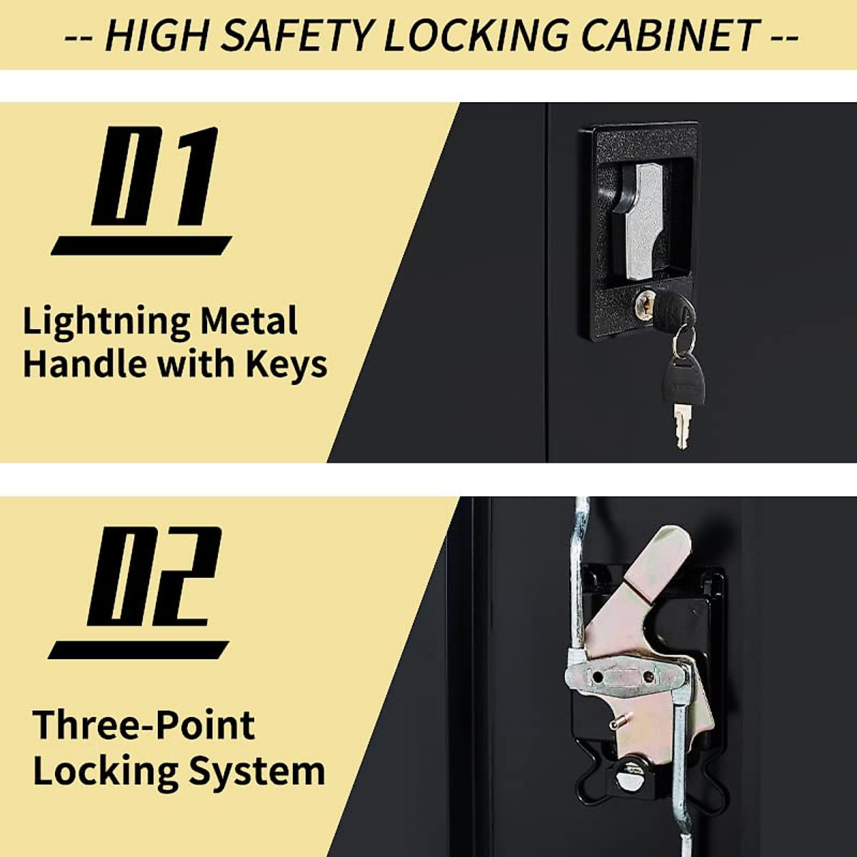 GEDELITE Metal Storage Cabinet with Wheels, Mobile Metal Cabinet, Steel Storage Cabinet with Adjustable Shelve and Locking Doors for Home and Office, Black