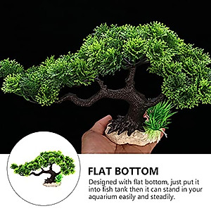 STOBOK Artificial Pine Tree Pets Plastic Plants Aquarium Bonsai Tree Rock Bonsai Ornament for Aquarium Fish Tank