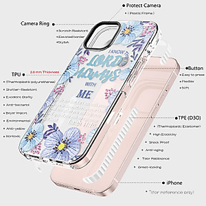 TRFAEE Compatible with iPhone 14 Plus Case,Shockproof Anti-Scratch Clear Transparent TPU Bumper Protective Phone Case Cover Women Cute Floral Bible Verse Quotes Designed for iPhone 14 Plus 6.7 Inch