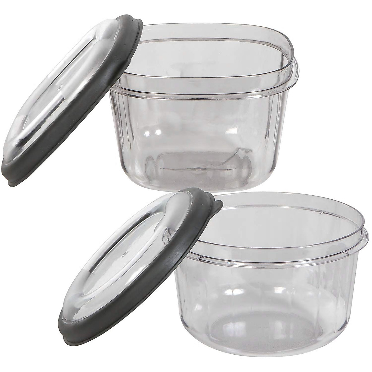 Rigid Plastic Containers 4-Square & 4-Round 35 OZ. Clear, Stain Proof! Reusable! Professional Quality! Seal-Tight Lids = Air OUT & Freshness IN! Freezer Safe! BPA Free. Leftovers, Lunches, Sauces (8)