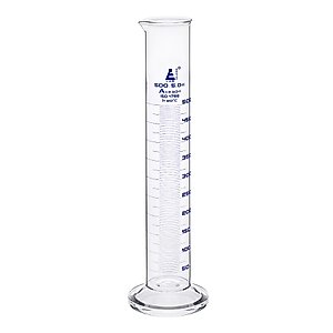 EISCO Graduated Cylinder, 500ml - Class A Tolerance ±2.50ml - Round Base - Blue Graduations - Borosilicate 3.3 Glass