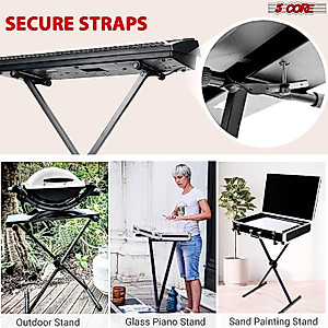 5 CORE Keyboard Stand Single X Style Adjustable Digital Electric Piano Riser Durable & Sturdy Music Synthesizer Holder Stands - 61 76 88 Keys KS1XBLK