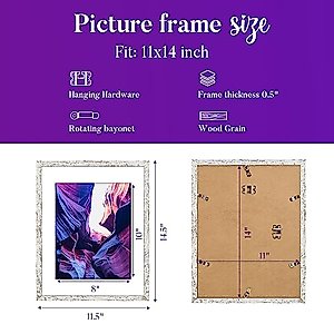 TWING Rustic Picture Frames 11x14 Set of 3, Distressed White Large Gallery Wall Frame Set Display Photos 8 x 10 with Mat or 11 x 14 without Mat Wall Mounting Display Composite Wood
