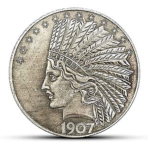 YukaBa MarshLing Antique Liberty Indian Head Ten-Dollars Coin - Great American Commemorative Old Coins- Uncirculated Morgan Dollars-Discover History of US Coins Perfect Quality