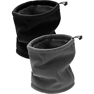 Tatuo 2 Packs Fleece Neck Warmer Fleece Scarf Windproof Ski Face Mask Heavy Winter Head Scarf for Skiing Hiking Cycling Climbing (Black, Gray)