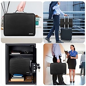 ENGPOW Fireproof Document Organizer Box with Lock,Collapsible Hard File Storage Box,Multi-Layer Waterproof Portable Travel Home Filing Storage Fireproof Safe for Important File,Cash,Letter/Legal Size