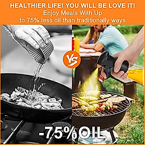 Oil Sprayer for Cooking - 210ml Glass Olive Oil Dispenser Bottle Spray Mister-Reusable Food Grade Oil Vinegar Spritzer Sprayer Bottles,kitchen Gadgets Accessories for Air Fryer,Salad Making,Baking,BBQ