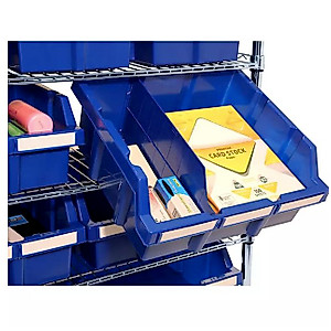 Heavy-Duty Steel Wire Shelving Storage Unit, 24-bin Rack with Wheels (Blue)