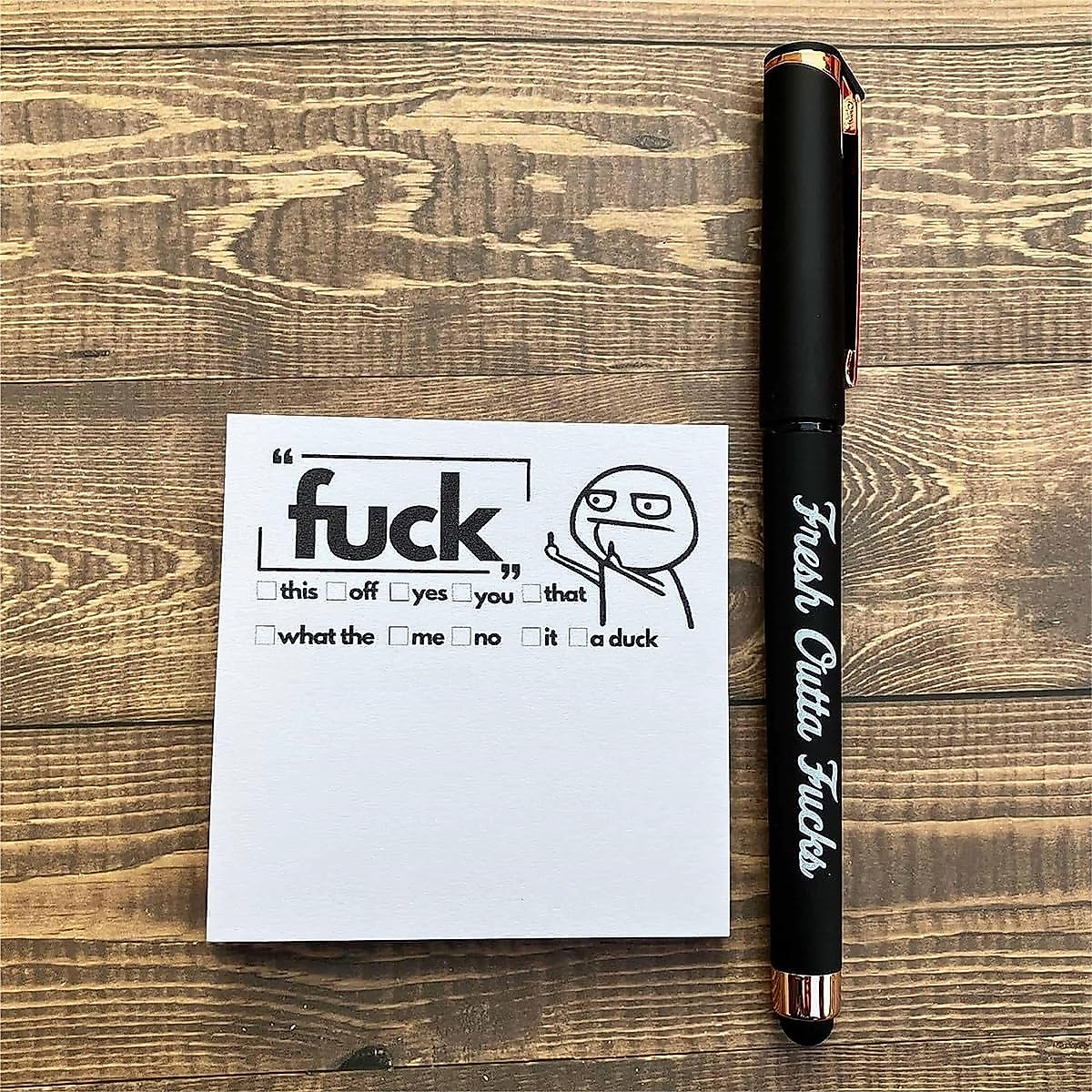 Fresh Outta Fucks Pad and Pen, Snarky Novelty Fresh Outta Fucks Pen Set, Funny Desk Accessory Gifts for Friends Colleagues Boss (Red)