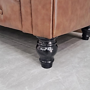 Lunanniu 88.2 Inch Classic Chesterfield Style PU Leather Sofa Rolled Arms Couch with Tufted Back Solid Wood Legs 3-Seater Couch for Living Room Elegant and Timeless Design Comfortable Seating Brown