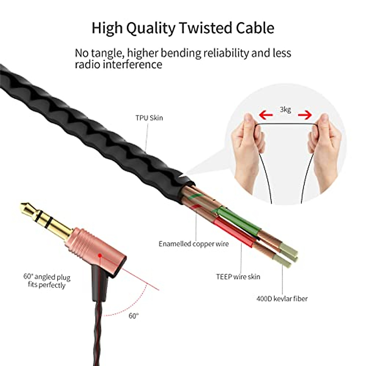 SoundMAGIC E50 Wired Earbuds No Microphone in Ear Monitor HiFi Earphones Noise Isolating Headphones Comfortable Fit Black Gold