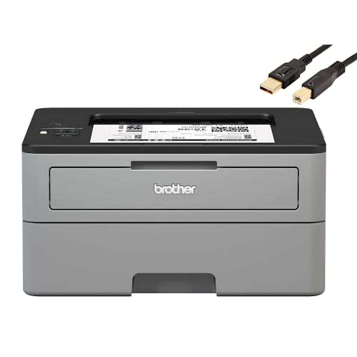 New Brother Compact Monochrome Laser Printer, HL-L2350DW, Duplex Two-Sided Printing, Wireless Printing, Business Office Bundle, Amazon Dash Replenishment Ready, Durlyfish USB Printer Cable, E