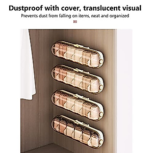 CBDYWVR Socks Underwear Wall Mounted Drawer Organizer, Switchable 6 Cell Drawer Acrylic Organizers Self-Adhesive Dust-proof Storage Boxes for Clothes Socks Lingerie Underwear Ties (2PCS)