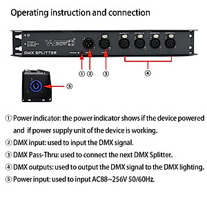V-Show 4 Isolated Port DMX Splitter - Branch 4 Way DMX Splitter & Signal Amplifier