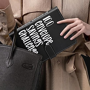 Sfocgoi 100 Envelopes Money Saving Challenge, 2025 A5 Money Saving Budget Binder, Savings Challenges Book and Digital Stickers, Easy and Fun Way to Save $5,050,Suitable for offices, homes (Black)