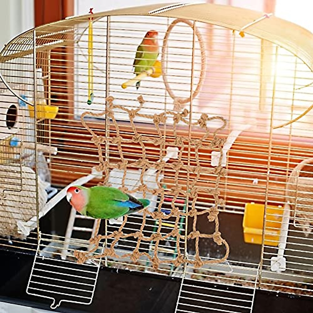 POPETPOP Pet Climbing Rope Net Bird Climbing Rope Ladder Parrot Cage Hanging Toys for Small Animal Hamster Conures Parrots Love Birds Finches