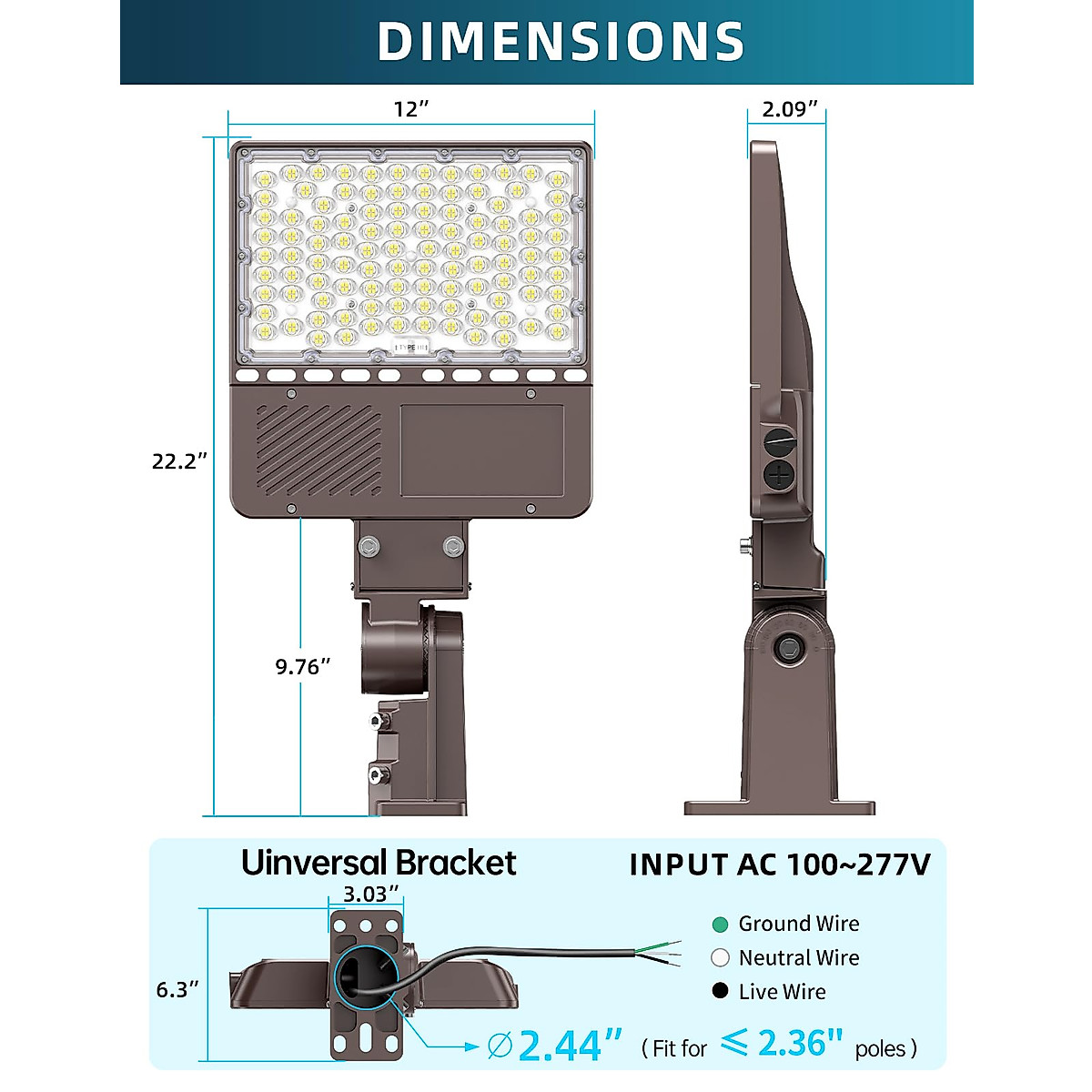 LED Parking Lot Light 150W 120W 90W Tunable, LED Shoebox Light 5700K 5000K 4500K Adjustable Arm&Slip Fitter, DLC Listed Outdoor Pole Light with Photocell, IP65 Commercial Street Area Flood Lighting