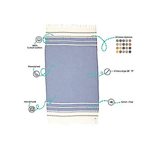 Bergama Turkish Cotton Bath Towel | 100% Cotton, Prewashed, 38 x 71 Inches | Quick Dry, Sand Free, Lightweight | Large Blankets for Beach, Pool, Bathroom, SPA, Gym and Yoga Blanket (Royal Blue)
