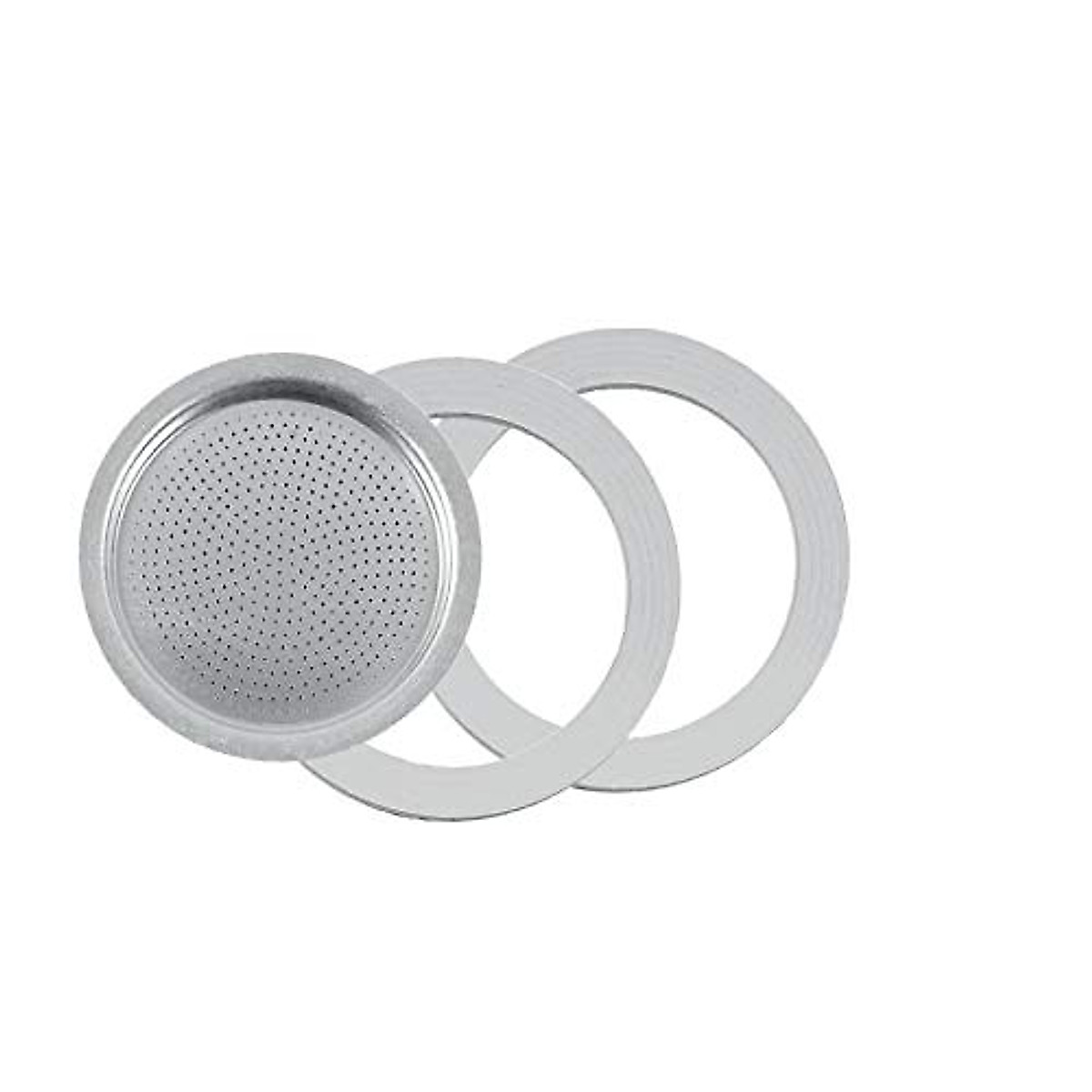 Tredoni 2 Silicone Seals/Rings+Filter -Replacement- Size 10 Cup Stainless Steel Espresso Coffee Maker Moka Pot- 8.5cm (10 Cup)