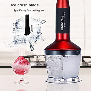 Immersion Blender LINKChef Hand Blender 5 in 1 Powerful 20 Speed Emulsion Blender with 800ml Beaker, Egg Whisk,500ml Food Grinder, Ice crush Blade,for Puree Infant Food, Smoothies, Sauces and Soups