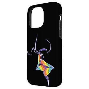 iPhone 14 Pro Max LGBT Lesbian Gay Pride LGBTQ Kiss Rainbow Gift Case