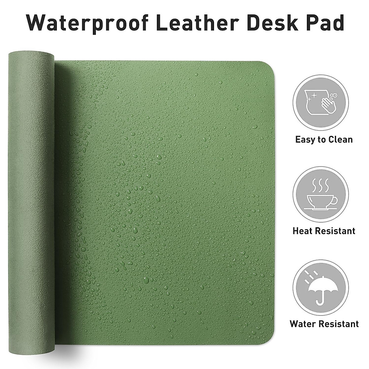 Aothia Leather Desk Pad Protector, Mouse Pad, Office Desk Mat, Non-Slip PU Leather Desk Blotter, Laptop Desk Pad, Waterproof Desk Writing Pad for Office and Home (31.5" x 15.7",Olive Green)