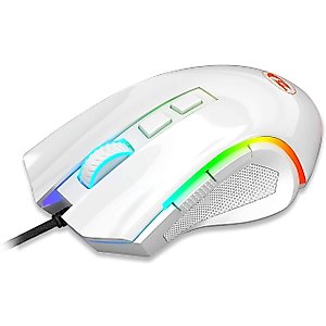 Redragon M602 RGB Wired Gaming Mouse RGB Spectrum Backlit Ergonomic Mouse Griffin Programmable with 8 Backlight Modes, Up to 7200 DPI for Windows PC Gamers (White)
