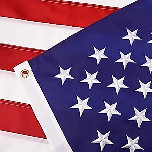 Leimaq American Flags for Outside 3x5 ft - Heavy Duty 300D Nylon Outdoor US Flag Made in USA with Embroidered Stars, Sewn Stripes and Brass Grommets (3x5 ft)