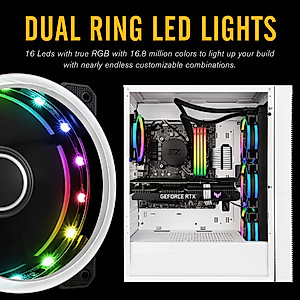 EZDIY-FAB Dual Ring 120mm RGB Case Fan 5-Pack,Quiet Edition High Airflow Adjustable Color LED Case Fan for PC Cases, CPU Coolers with Remote Controller