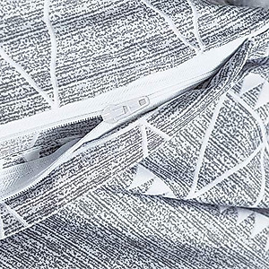 HYPREST Bohemian Queen Duvet Cover Set Lightweight Soft Grey Triangle 3PC Comforter Cover Set Hotel Quality Bedding Set - Oeko-TEX Certificated