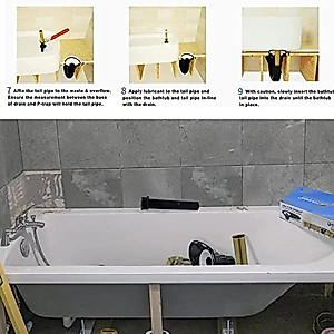 Freestanding Bathtub Drain kit with Brass Tail Pipe and ABS Plastic Adapter,Uni-tub Drain Compatible with Frestanding Bathtubs and Standard Bathtubs, Tub Drain Rough-in Kit with Installation Guide