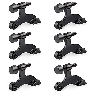 HOMOTEK 6 Pack Hinge Pin Black Door Stopper,Adjustable Deluxe Heavy Duty Door Stopper 2-1/2"x1-3/4”,with Black Rubber Bumper Tips