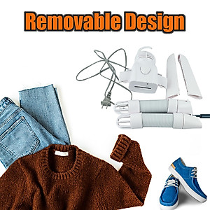 Travel Mini Dryer for Clothes, Portable Clothes Dryer Rack with Removable Clothes Hanger and Shoe Dryer, 2 Levels of Hot Air Drying, Electric Dryer for RVs Apartments white