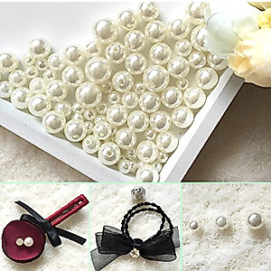 Sooyee Pearl Beads for Craft, 1500pcs Ivory Faux Fake Pearls, 6 MM Small Sew on Pearl Beads with Holes for Jewelry Making, Bracelets, Necklaces, Hairs, Crafts, Decoration and Vase Filler