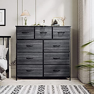 YITAHOME Dresser with 9 Drawers - Fabric Storage Tower, Hallway & Nursery - Sturdy Steel Frame, Wooden Top & Easy Pull Fabric Bins & Dresser with 4 Drawers - Fabric Storage Tower, Organizer Unit