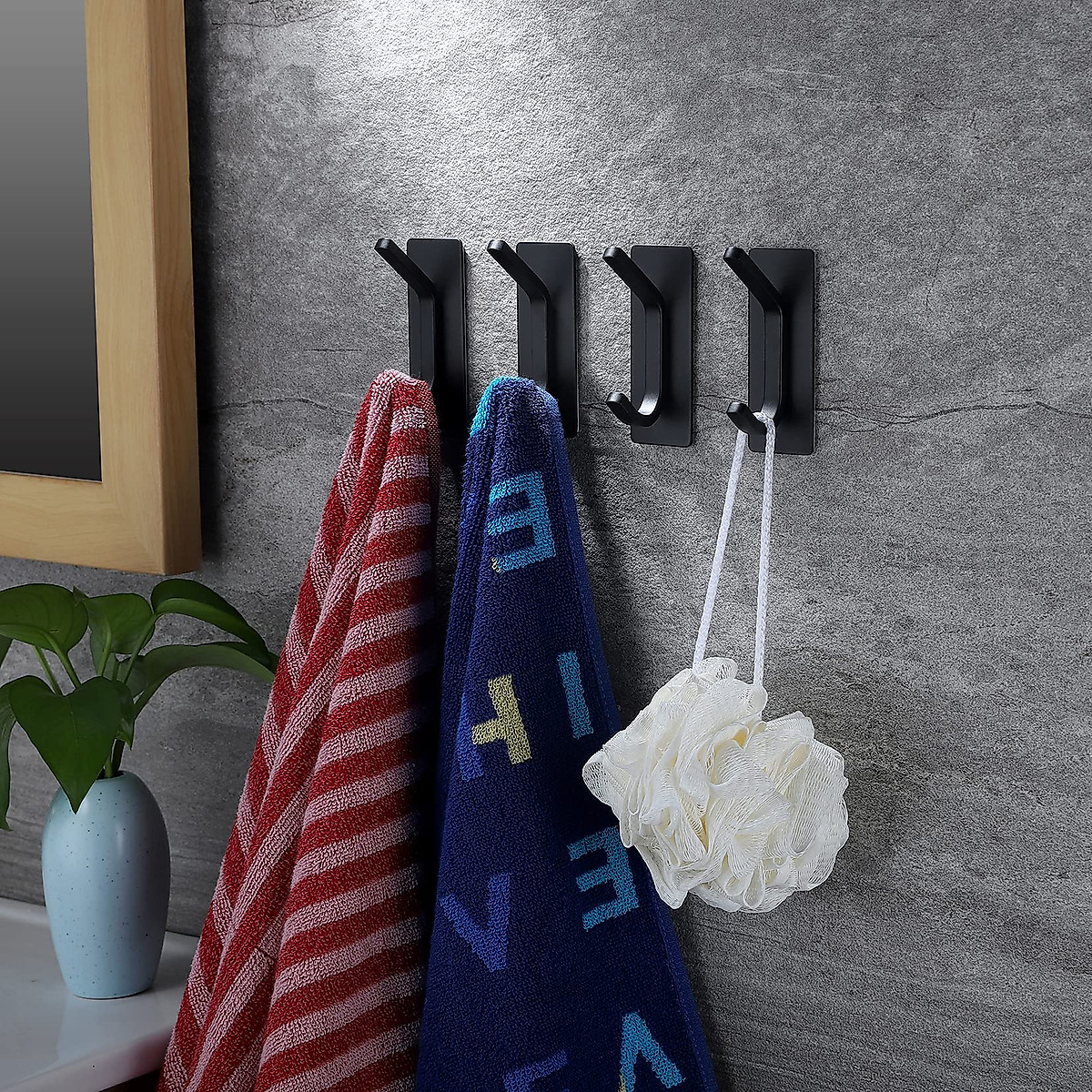 Under Cabinet Paper Towel Holder + Black Wall Hooks Adhesive Hooks