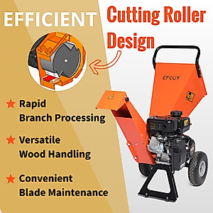 EFCUT Wood Chipper Shredder Mulcher 7HP Gas Powered Heavy Duty Compact Design 3" Inch Max Capacity (R0)