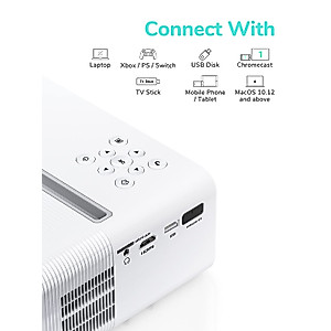 4K Projector, Projector with WiFi and Bluetooth, Portable Movie Projector with Remote, Home Theater Video Projector Compatible with HDMI, USB, MicroSD, Laptop, iOS & Android