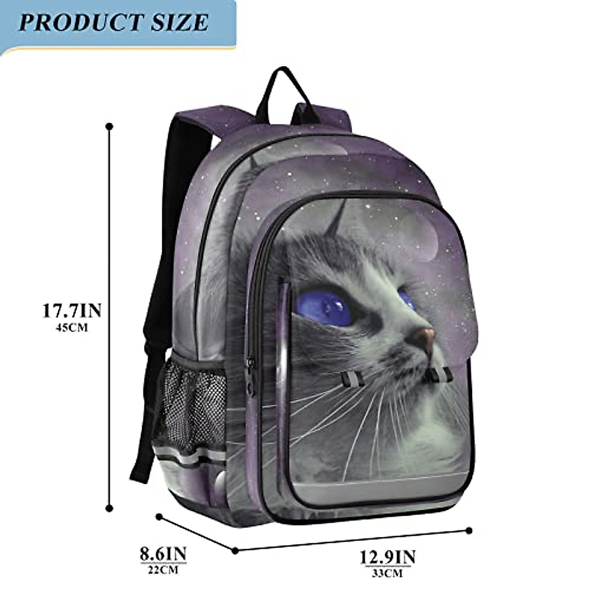 ALAZA Galaxy Space Animal Cat Laptop Backpack Purse for Women Men Travel Bag Casual Daypack with Compartment & Multiple Pockets