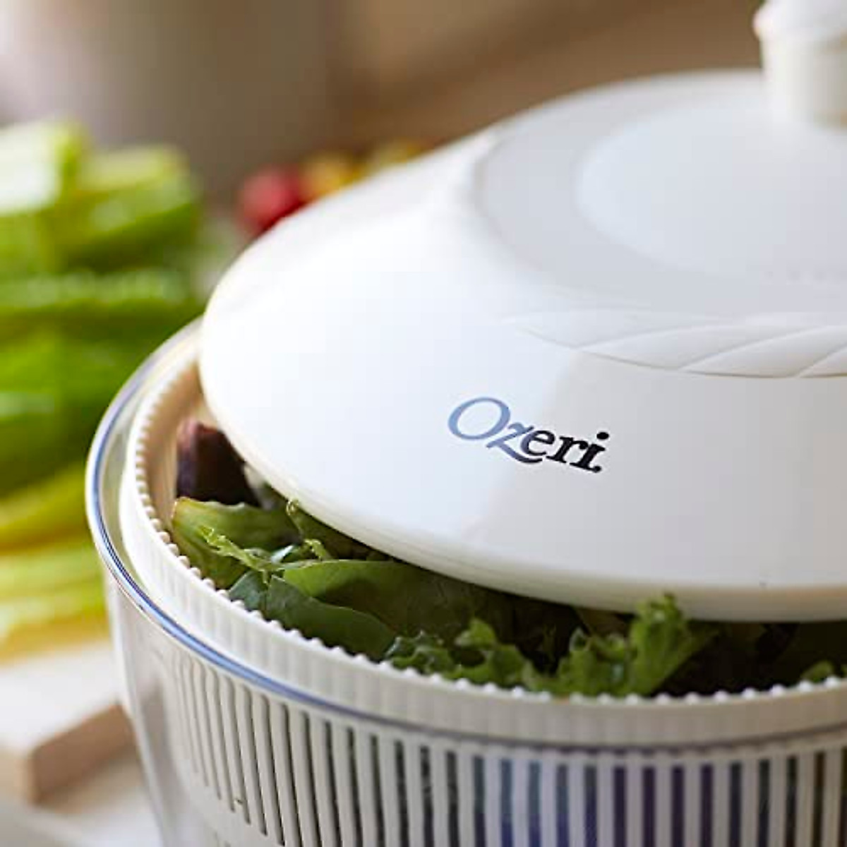 Ozeri Italian Made Fresca Salad Spinner and Serving Bowl, BPA-Free,White