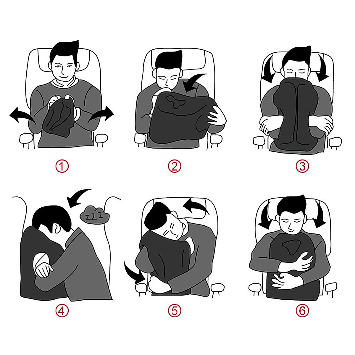 HOMCA Travel Pillow, Portable Head Neck Rest Inflatable Pillow from, Design for Airplanes, Cars, Buses, Trains, Office Napping, Camping - Includes Free Eye mask