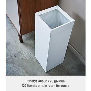 YAMAZAKI home 4488 Tall Trash Can-Modern Garbage Waste Basket with Handle, One Size, White