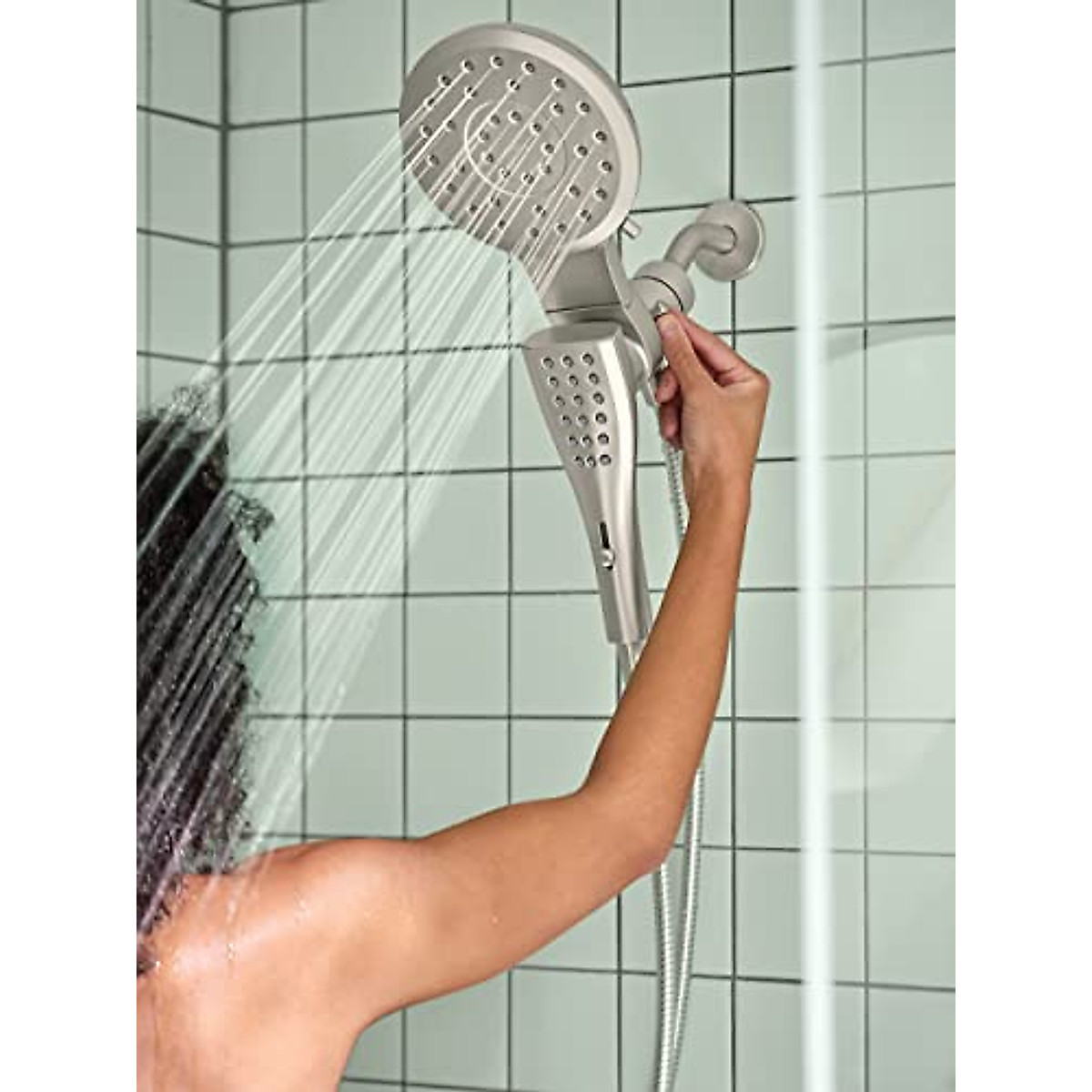 Moen Verso Spot Resist Brushed Nickel Rainshower/Handshower Combination with Infiniti Dial and Magnetix Docking, 60" Hose, 220C2EPSRN