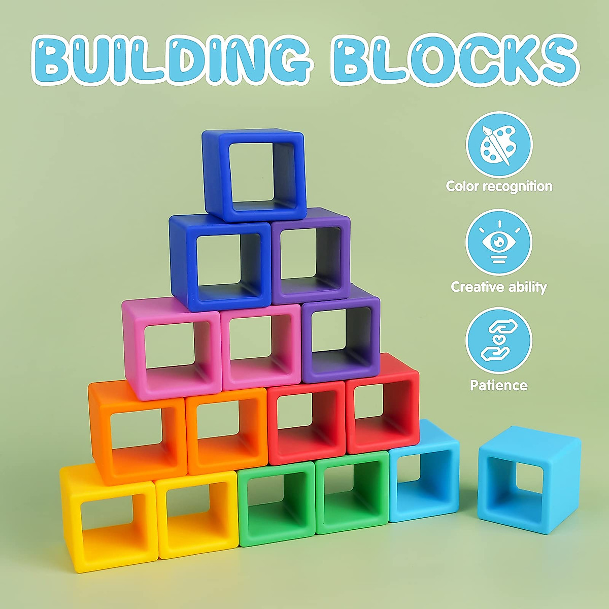 MCGMITT Silicone Stacking Toys, 4 in-1 Montessori Rainbow Stacker for Toddler, Soft Nesting Blocks, Building Creative Color Shape Matching Toy Set