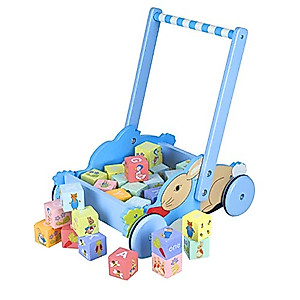 Orange Tree Toys - Peter Rabbit Block Trolley - Wooden Alphabet Block Trolley That Encourages First Steps and Develops Key Motor Skills, Includes 30 Blocks, for Kids Ages 12 Months +