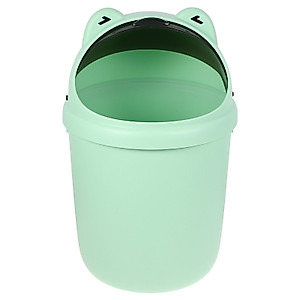 Amosfun Cartoon Frog Trash Can Plastic Garbage Bin with Lid Garbage Can Rubbish Pail Waste Basket Toilet Paper Bucket for Bathroom Kitchen Office Dorm