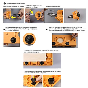 Walfront 35mm Hinge Hole Jig Drill Guide Set Concealed Hinge Hollow Hole Locator DIY Carpenter Cabinet Door Installation, Fixture