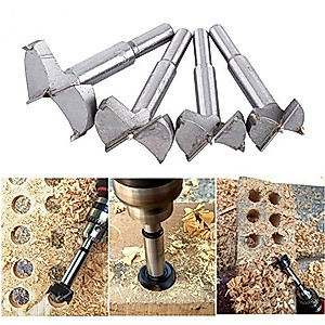 Eagles 5pcs Forstner Drill Bit - 15-35mm Carbon High Speed Steel Woodworking Drill Punching Bit Wood Slabs Flat Wing Drilling Hole Hinge
