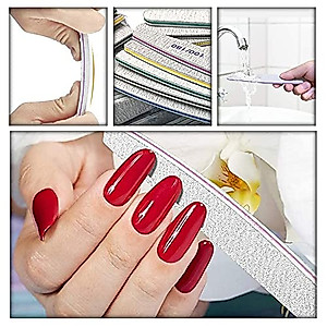 21 Pcs Professional Nail Files Set,16 Pcs Double Sided 180/240 Grits Long Lasting Polisher Washable Emery Boards for Acrylic & Natural Nails,Manicure Nail Styling Tool for Home and Salon Use