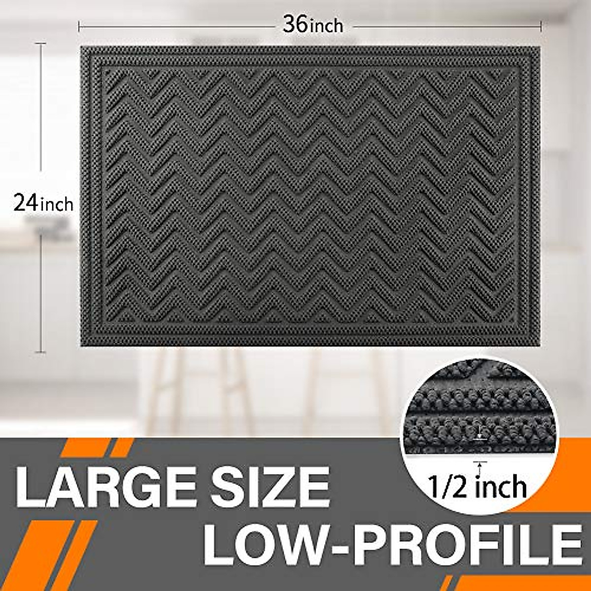 Mibao Welcome Mats Outdoor - Entryway Mat - Door Mats Outdoor, Outdoor Rubber Mats, Doormat Outdoor Indoor Entrance, Large Front Door Mat, Skid Resistant Durable, 24" x 36", Gray